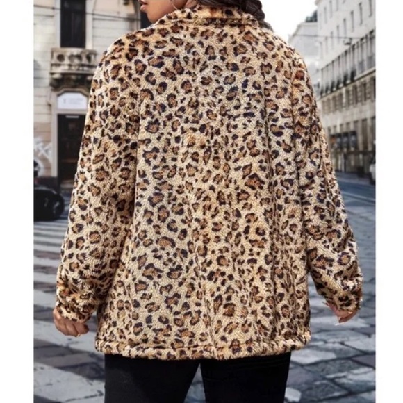 Jackets & Coats | Luxe Plus Size Vegan Fur Leopard Print Jacket Coat ...